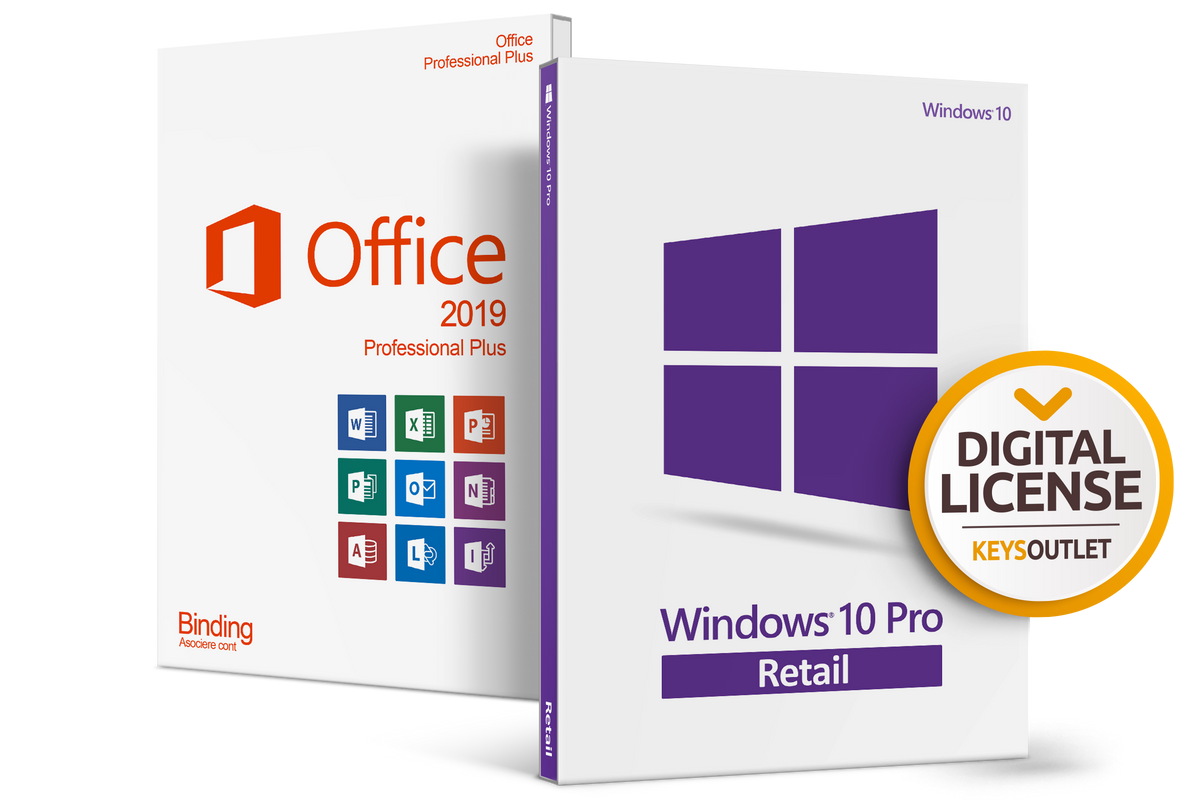 Pachet Windows 10 Pro + Office 2019 Pro Plus Binding – KEYS OUTLET